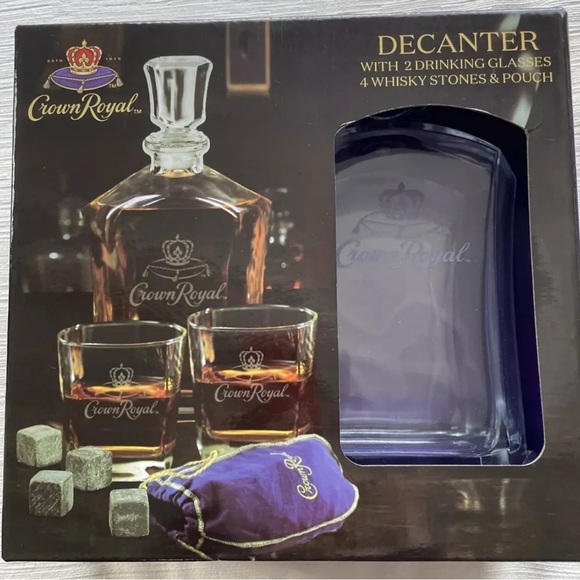 crown royal | Dining | Crown Royal Whiskey Decanter Gift Set Wdecanter ...